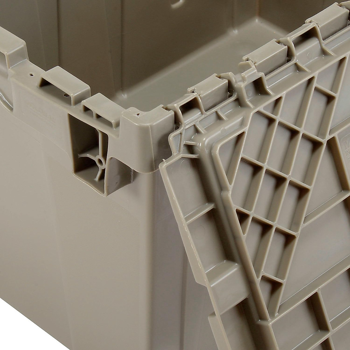 Monoflo Global Industrial Distribution Container With Hinged Lid, 21-7/8x15-1/4x12-7/8, Gray