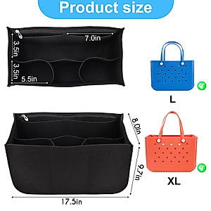 Mity rain Felt Insert Bag Organizer for Bogg Bag, Beach Bag Accessories Inserts Compatible with Original X Large Simply Southern Tote Bag, Bag Organizer Liner with Zipper for Bogg Bag Accessories