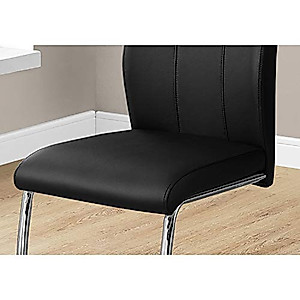 Monarch Specialties I 2 Piece Dining CHAIR-2PCS/ 39" Leather-Look/Chrome, 17.25"L x 20.25"D x 38.75"H, Black