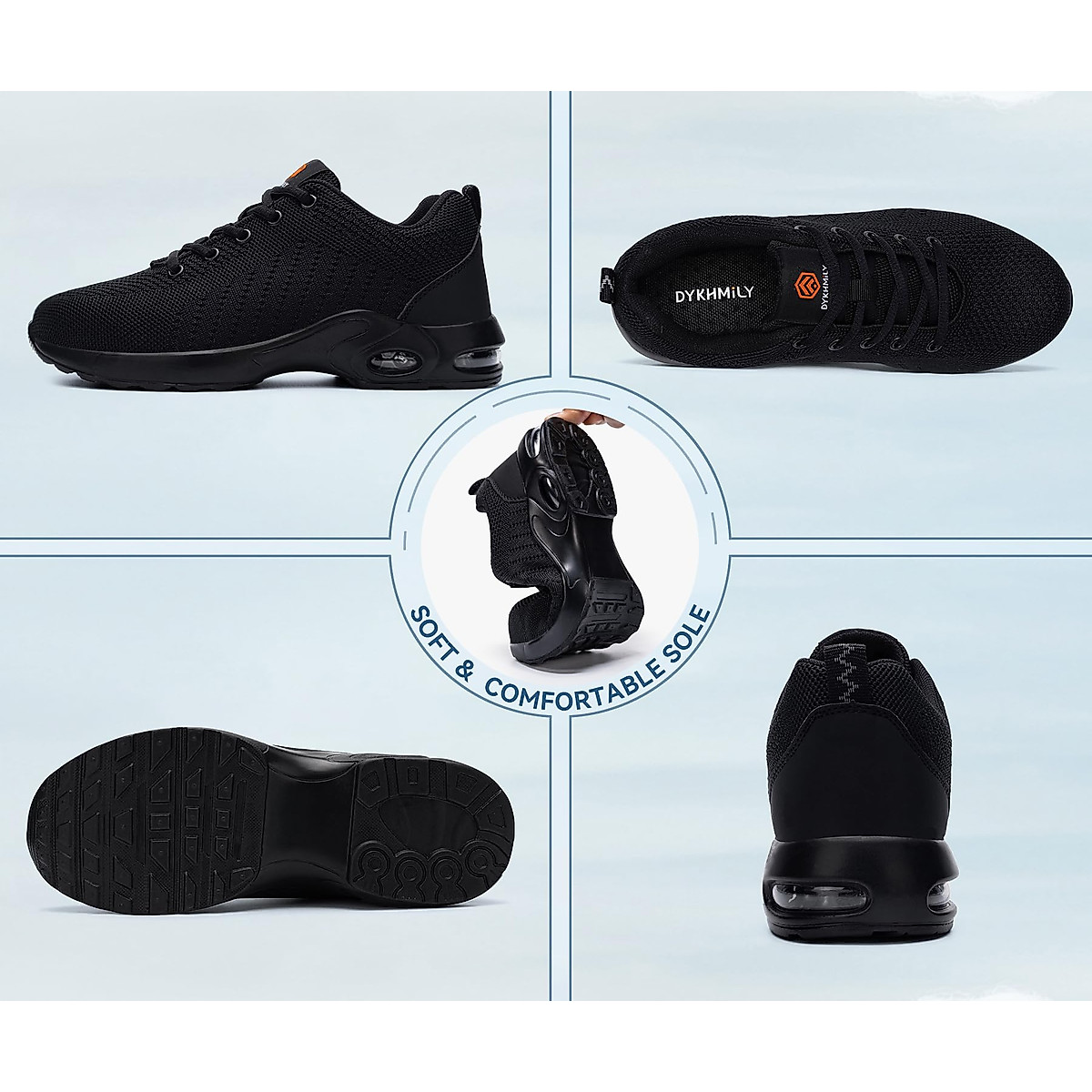 DYKHMILY Steel Toe Shoes for Women Steel Toe Sneaker Safety Shoes for Women Non Slip Resistant Work Shoe Composite Toe Shoe Comfortable Size 6,Black