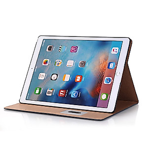 iPad Pro 1st 2nd (12.9'') Case, DMaos Vintage Book Synthetic Leather Stand Folio Smart Cover, Auto Sleep/Wake, Business Document Card Holder - Blue