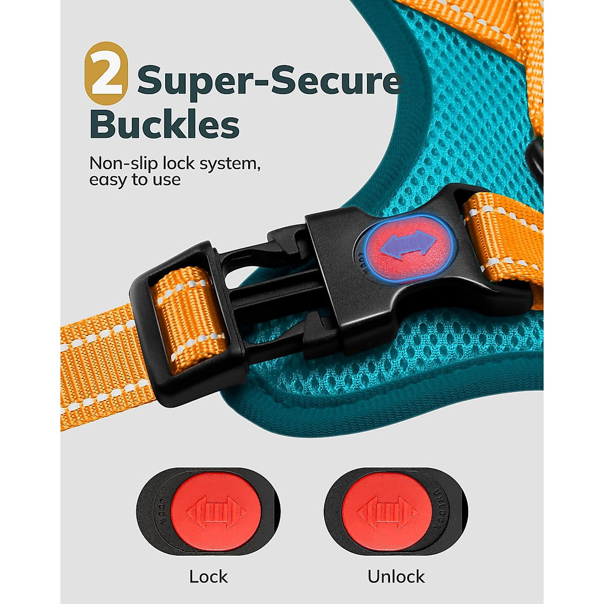 MIDOG Dog Harness, No-Pull Pet Harness and Leash Set for Small Medium Large Dogs Walking, No Choke Front Clip Dog Reflective Harness, Adjustable Soft Padded Pet Vest with Easy Control Handle (Blue,XL)