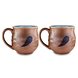 Japanese Porcelain H3.5 Inches 11.1 Fluid Ounces Sushi Tea Cup Mug Brown Tanuki Raccoon Dog Set of 2 Made in Japan