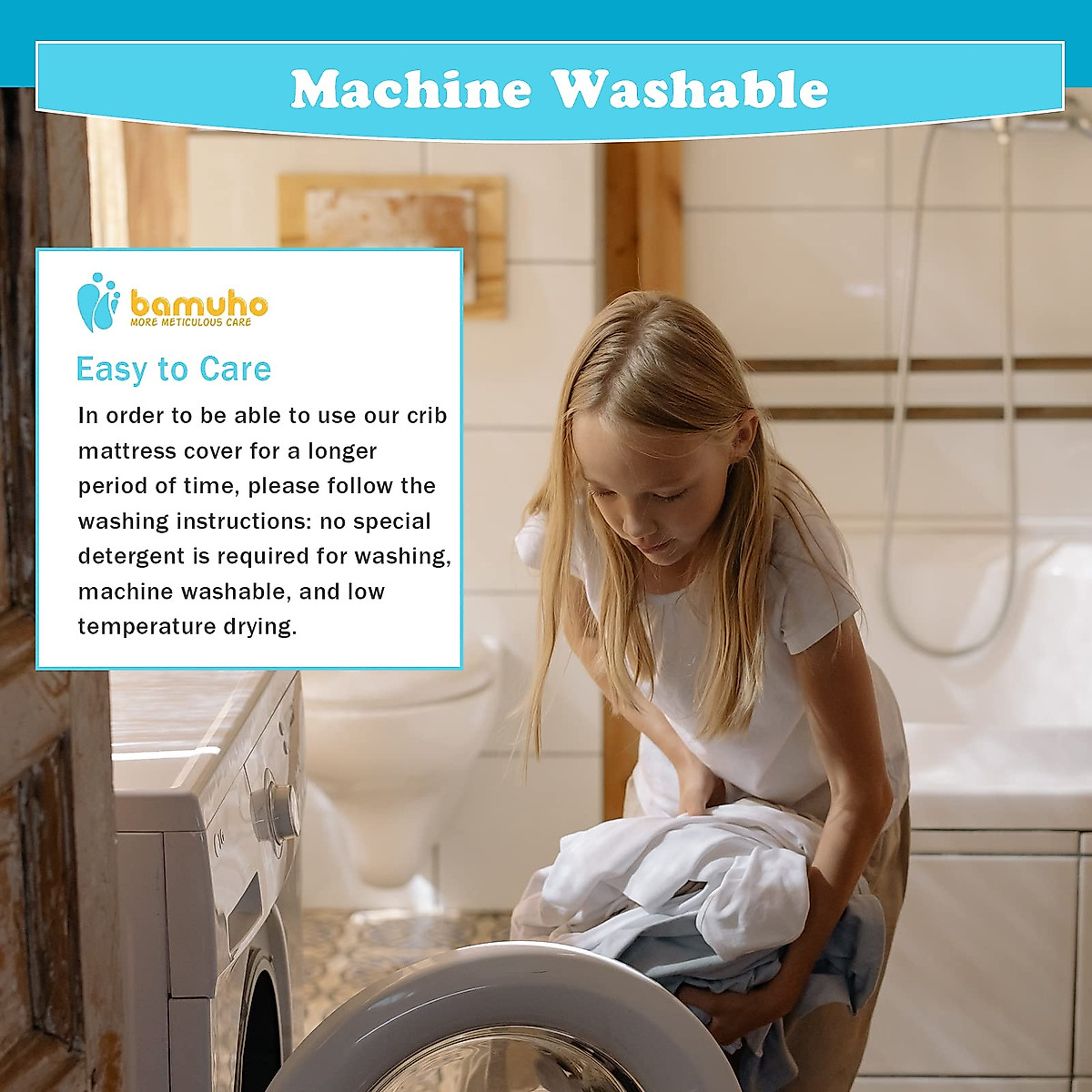 Bamuho Waterproof Pack and Play Mattress Pad, Quilted Mini Crib Mattress Protector for Baby Playpen Playard, Fits Graco Pack n Play, Baby Portable Mini Cribs and -39" x 27", White