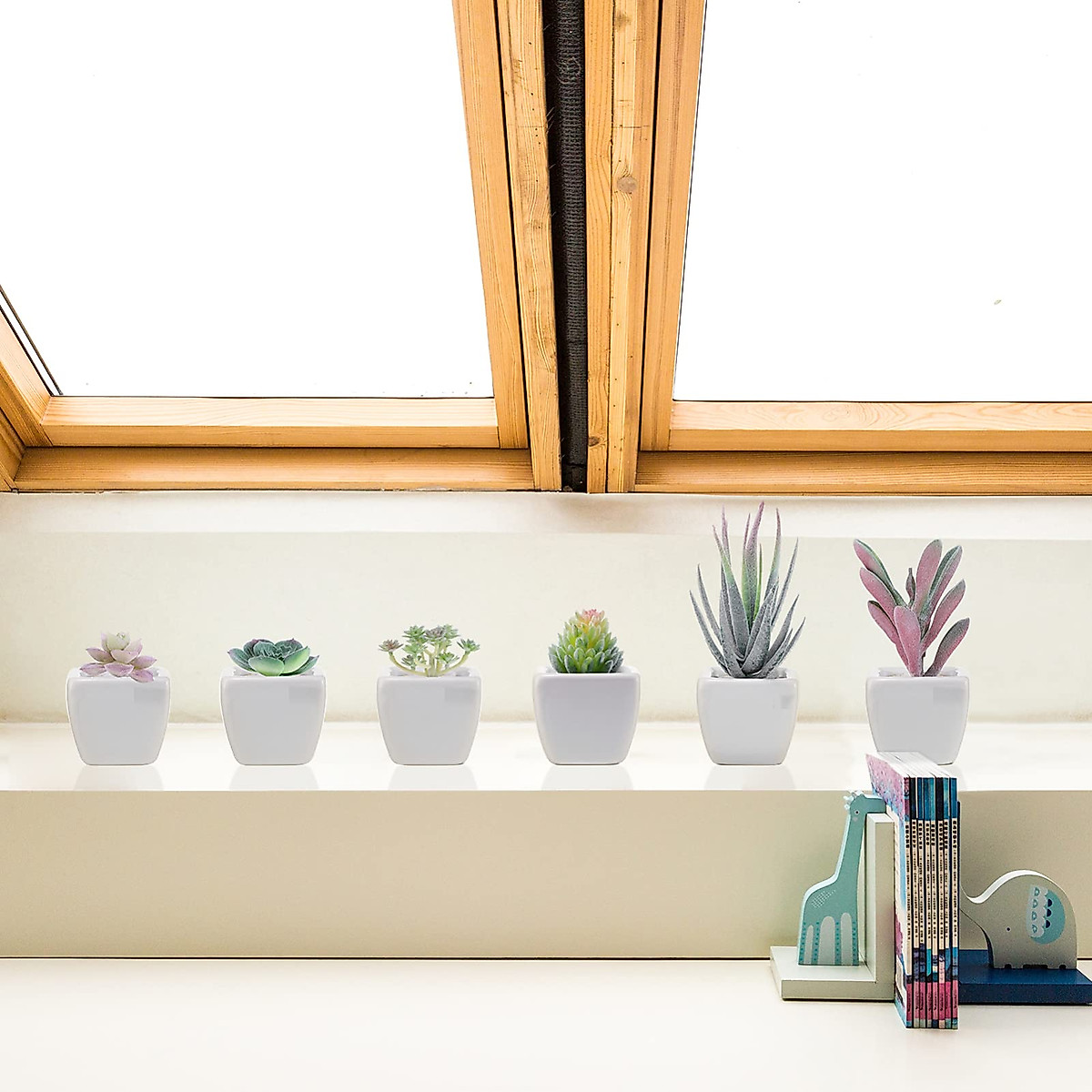 Kisangel 6Pcs Faux Succulents Artificial Simulation Succulents Cactus Artificial Potted Plants Cacti for Home Bonsai Decor Garden Greenery