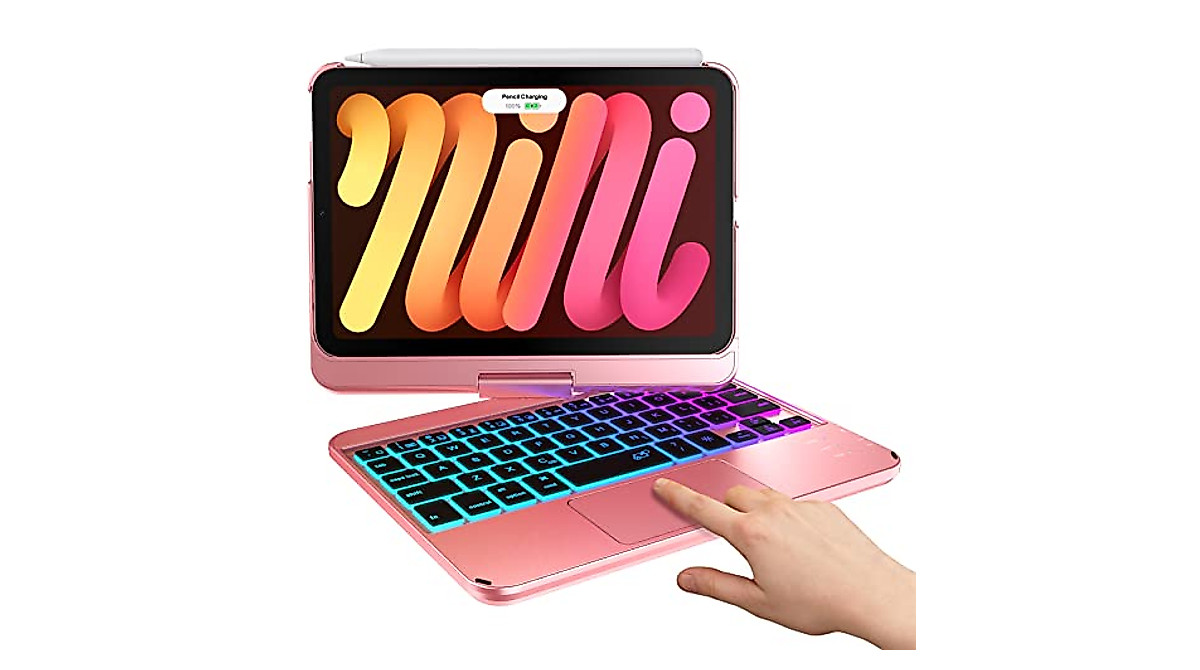 Typecase Touch Keyboard for iPad Mini 6 - 10 Colors Backlit & 360 ...