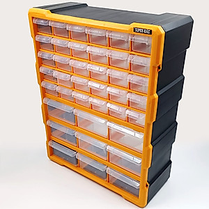 Witforms Organizer & Storage Craft Cabinet with Multi Size Drawers, Desktop or Wall Mount wuth Multi Color, Perfect for Small Hardware Parts, Screws, Beads and Tools (Yellow, 39 Drawer)