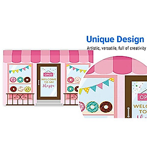 Funnytree Donut Shoppe Backdrop Girls Pink Sweet Dessert Shop Themed Party Photography Background Baby Shower Birthday Cake Table Decorations Banner Photo Studio Booth Props