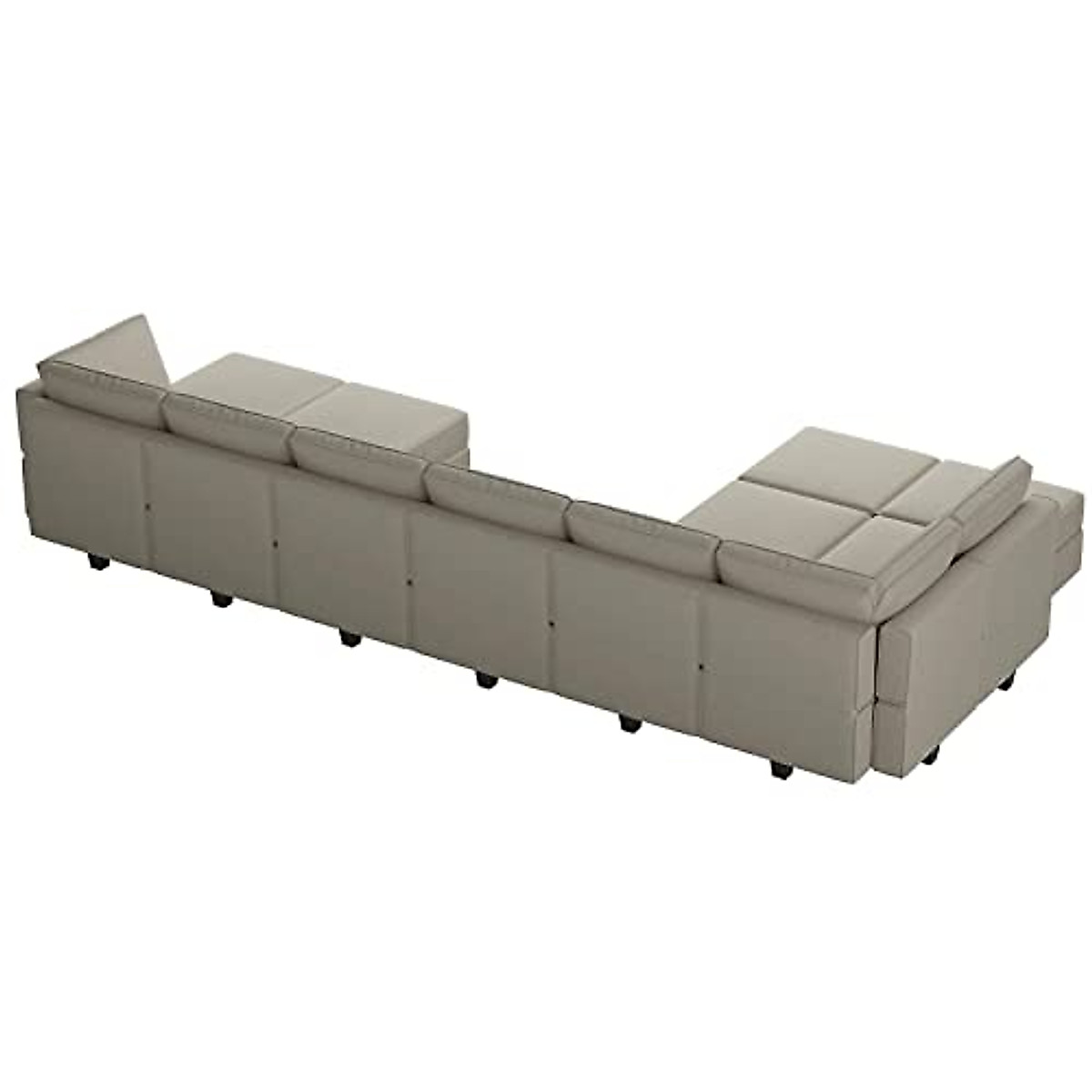 Belffin Oversized U Shaped Sectional Couch with Reversible Double Chaises Velvet Modular Sectional Sleeper Sofa with Storage Grey