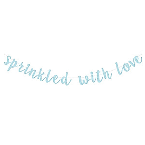 Blue Glittery Sprinkled with Love Banner Papy Sign Garland for Baby Shower Decorations