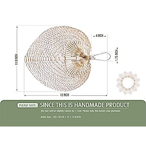 TAGREE Wedding Raffia Fans for Guest - Wedding Gift Idea for Couple & Guests Farmhouse Decor & Boho Chic Decor (White with Ring Handle (Set of 12))