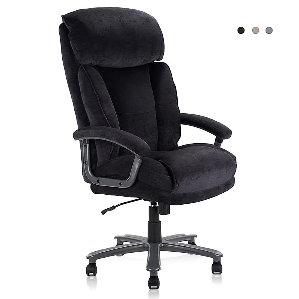 CLATINA Comfortable Big and Tall Executive Office Chair with 400lbs Weight Capacity, Thick Padding, Adjustable Height and Upholstered Design Sturdy for Home Office Black