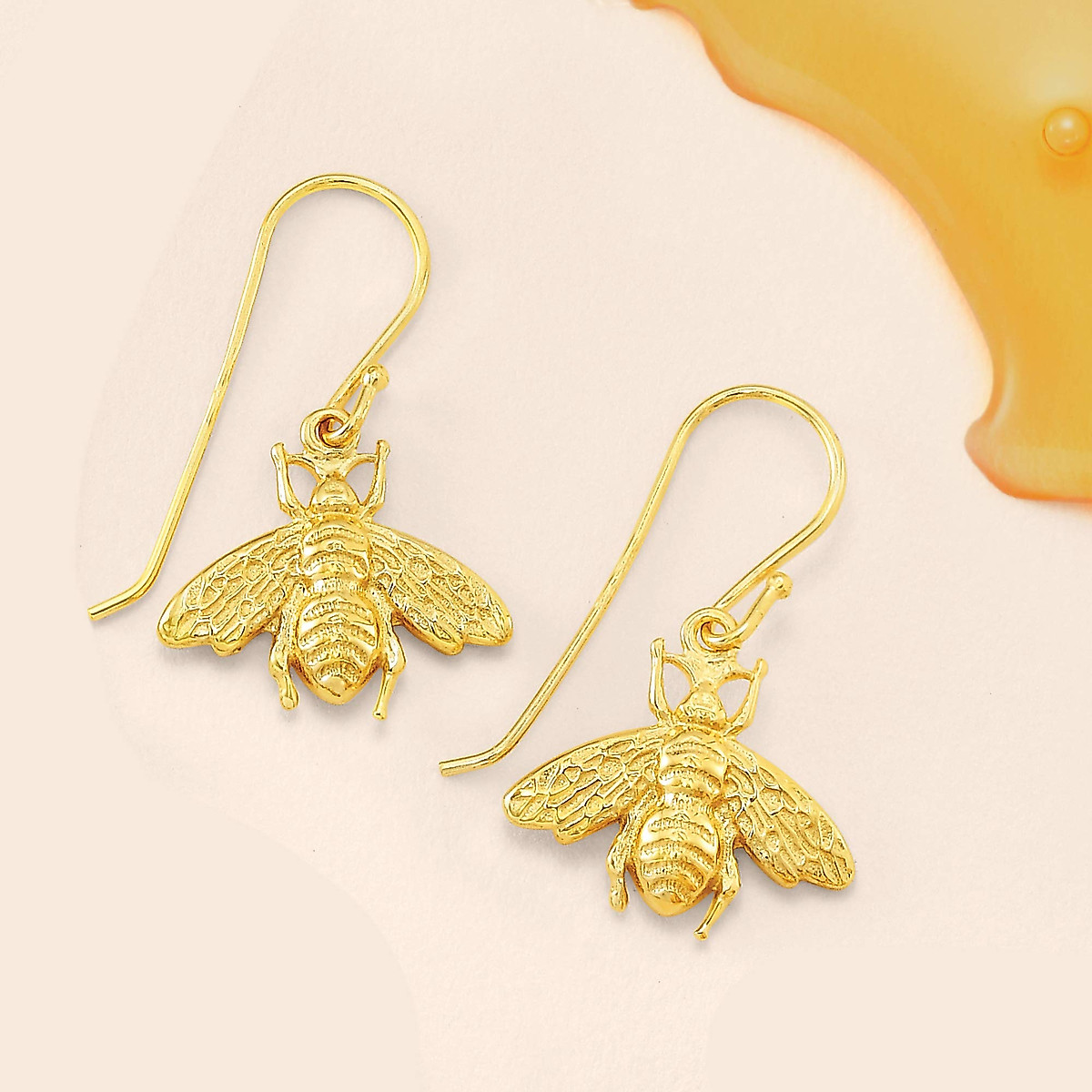 Ross-Simons Italian 18kt Yellow Gold Over Sterling Silver Bee Drop Earrings