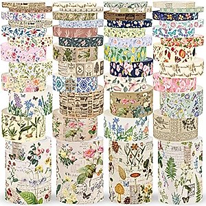 slapaflife 48 Rolls Vintage Washi Tape Set, Decorative Adhesive Tape for Bullet Journals,Washi Tape for Journaling,Art Craft,Scrapbooking Supplies,Junk Journal.