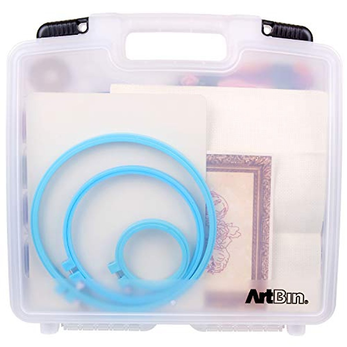 ArtBin 6962AB Quick View Deep Base Carrying Case with Removable Dividers and Tray, Portable Art & Craft Storage Box, 15", Clear