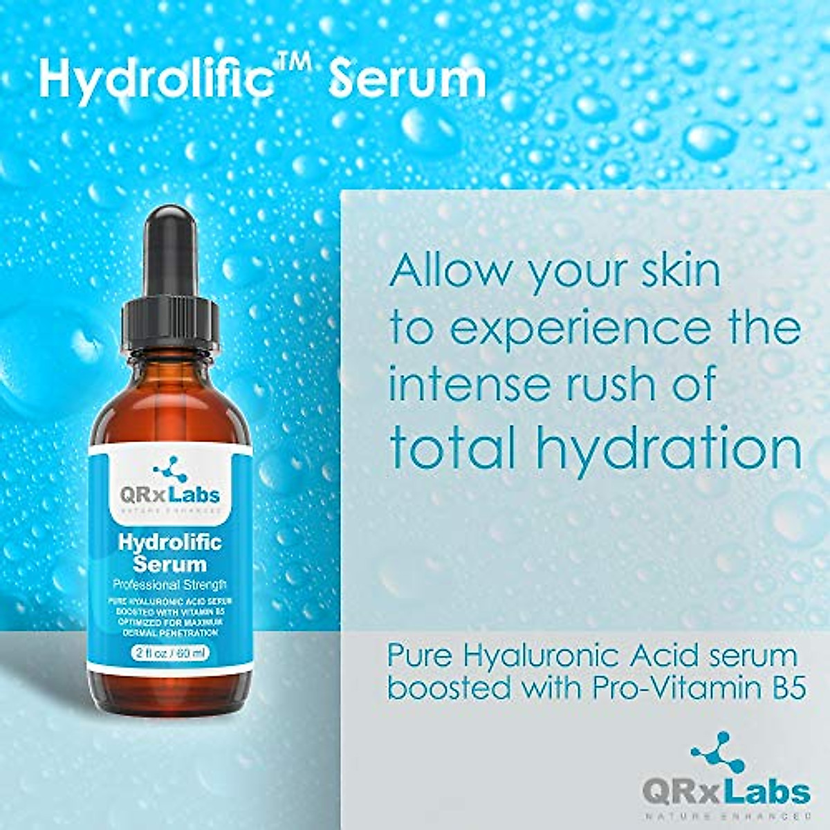 Hydrolific Serum - Ultra Pure Hyaluronic Acid Serum Boosted with Vitamin B5 (Large 2 oz) – Formulated to Maximize Dermal Penetration and Provide Long-Lasting Hydration – Best Skin Moisturizing Serum