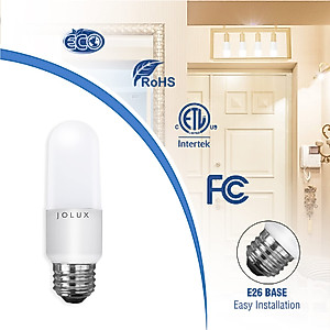 Jolux led Stick Lights, led Bulbs 60 watt Equivalent, 800 Lumen,2700K Soft White,e26 Bulb,Non-Dimmable, Enclosed Fixture Rated,6 Count (Pack of 1)…