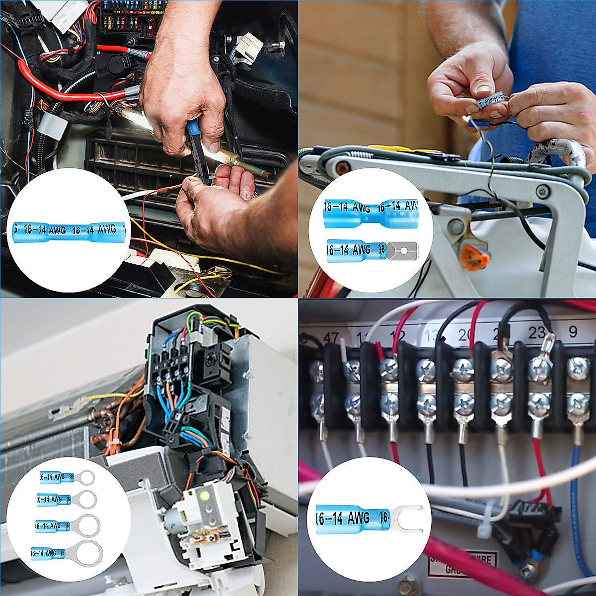 Kuject 320PCS Heat Shrink Wire Connectors Kit, Electrical Waterproof Crimp Butt Terminals, Insulated Spade Connectors for Automotive Marine Boat Truck, Include Rings Forks Spade Butt Splices