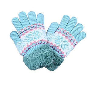 2Pairs Children Kids Warm Winter Gloves Mittens Fleece Lining For Little Girl