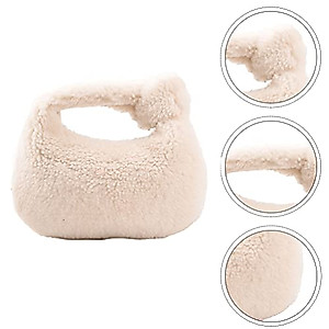 KESYOO Womens Plush Tote Bag Purse Girls Sundries Bag Winter knotted Dumpling Bag White