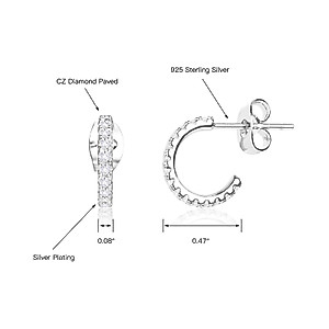 Lancharmed Small Open Hoop Earrings for Women | Hypoallergenic Sterling Silver Post Hoops Earring Second Hole Stone Hoops CZ HOOPS