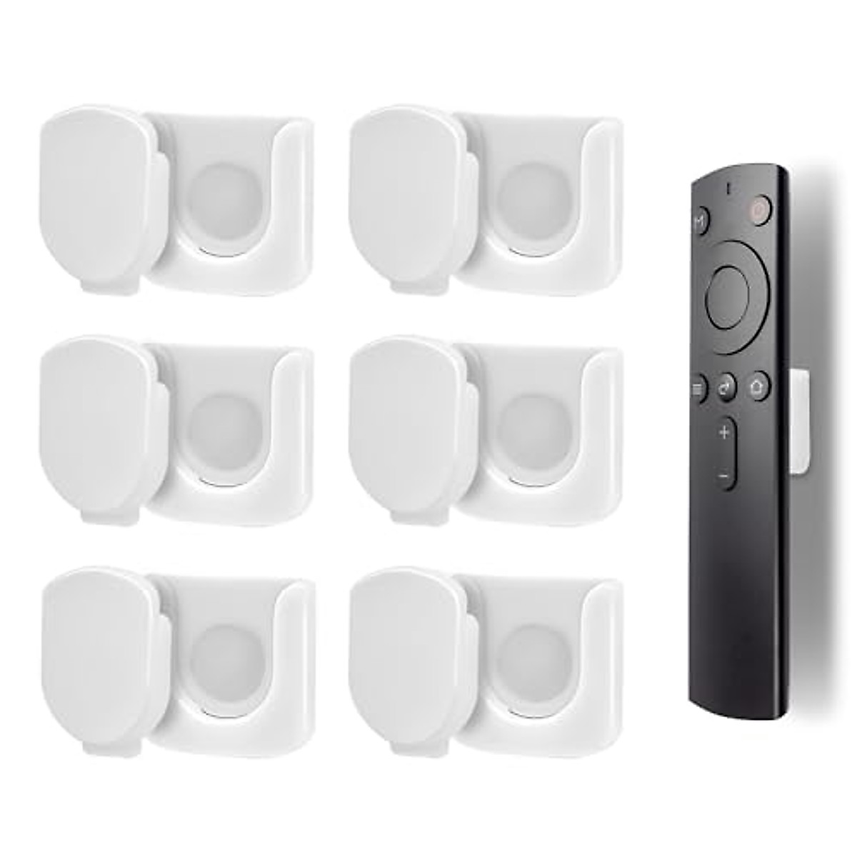 KALIONE 6 Pack Magnetic TV Remote Control Holder Wall Mount Remote Holder for Fan, Air Conditioner Remotes Holder with Self-Adhesive Back(White)