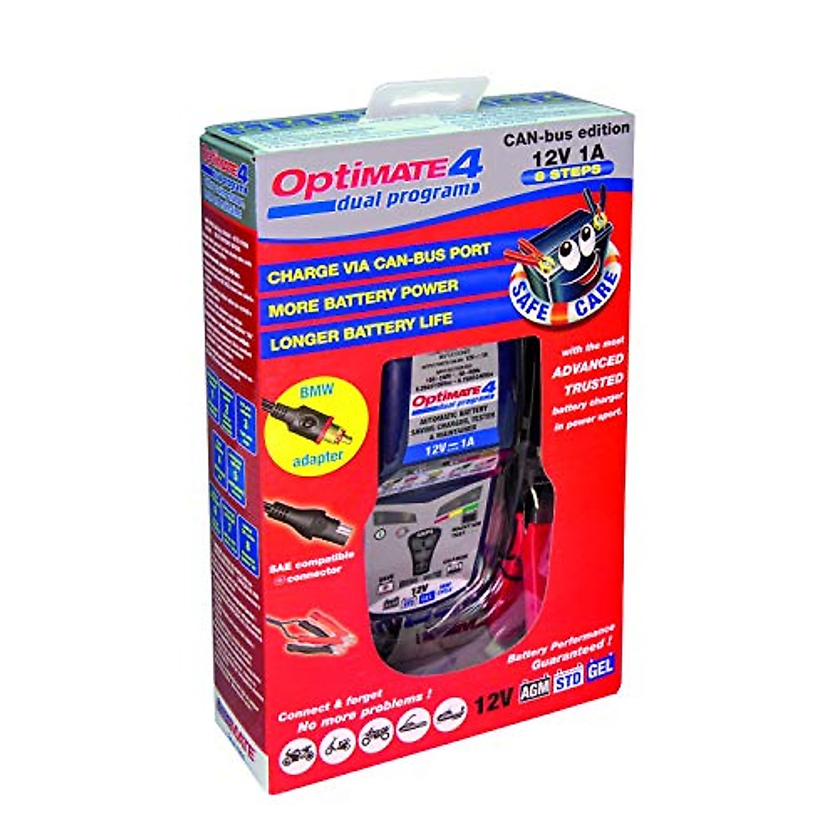 OptiMATE 4 CAN-bus edition, TM-351 8/9-step 12V 1A battery Saving charger-tester-maintainer