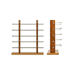 QWORK Wood Sunglass Glass Rack Frame, 5 Layers Glasses Showcase, Sunglasses Display Stand Holder, Detachable