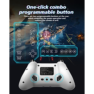 BINBOKPLAY Switch Controller, Wireless Switch Pro Controller for Switch/Switch Lite/Switch OLED, RGB Adjustable LED Wireless Remote Gamepad with Unique Crack/Motion control/Turbo/ALPS Joystick (White)