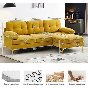 FANCUF Sectional Couch Sleeper Sofa Small L Shape Sofa Couch Living Room Furniture Home, As show