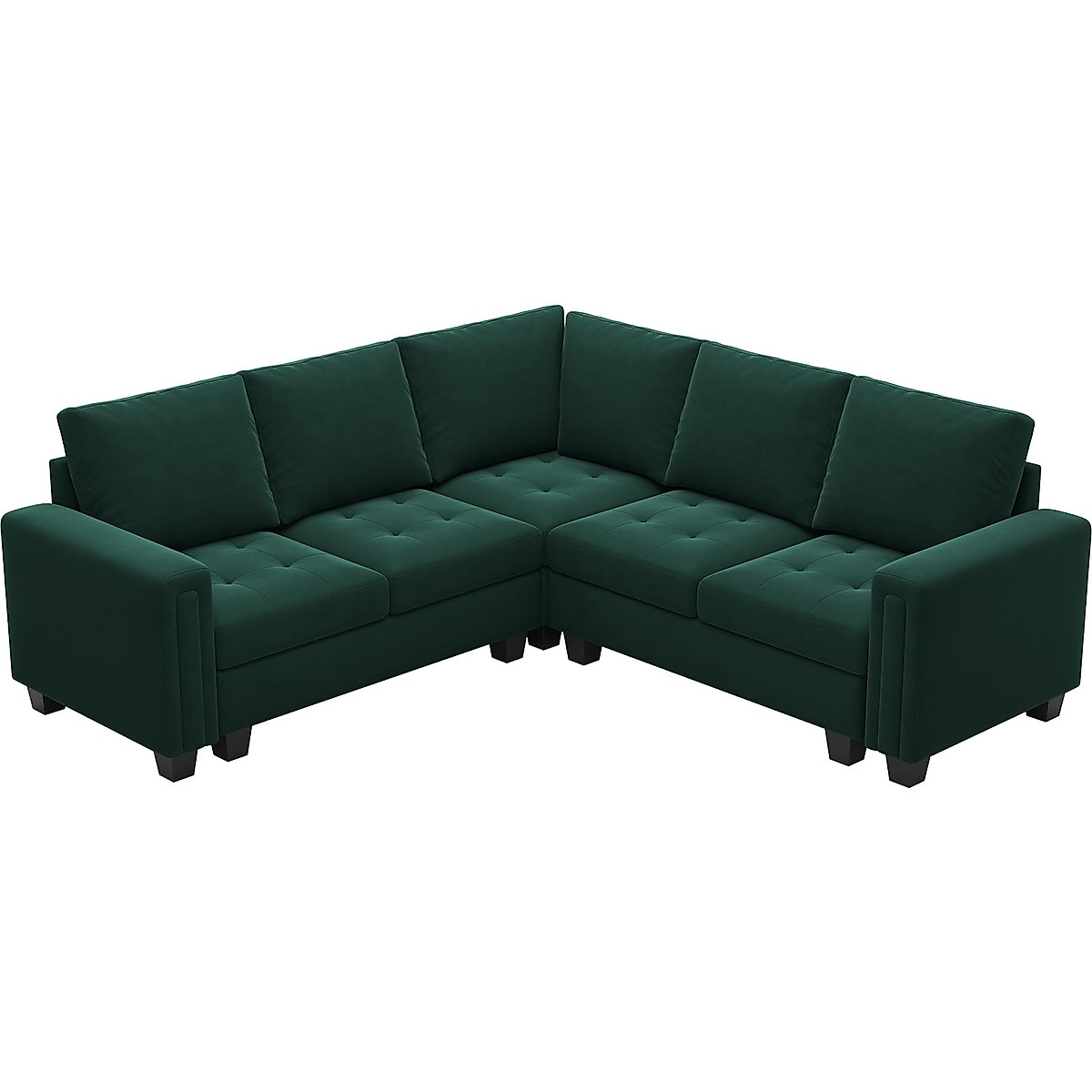 Belffin Velvet Modular Sectional Sofa Convertible Sectional Sofa Couch with Reversible Chaise L Shaped 4 Seater Corner Sofa Couch Green