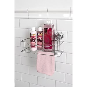 Splash Home Metropolis Suction Basket for Bathroom, 11 x 6 x 5, Chrome