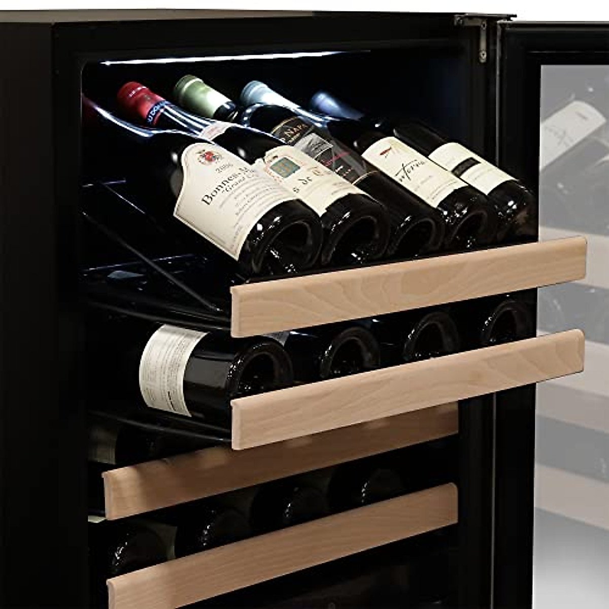 Whynter BWR-0922DZ 92 Built-in or Freestanding Stainless Steel Dual Zone Compressor Large Capacity Wine Refrigerator Rack for Open LED Display, Dark Grey-92 Bottle, Dark Grey