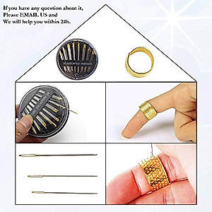 BIHRTC Embroidery Thread Scissors Sewing Thimble Needles Kit Sharp Sewing Scissors Small Craft Scissor for Crafting Art Work Threading Needlework with Tape Measure