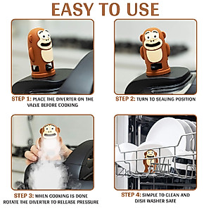 Cute Monkey steam diverter Accessories - Compatible with Instant Pot 3/5 & 6 Qt Steam Diverter - Release Valve Tool - Best Kitchen accessory