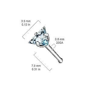 Dynamique Triangle CZ Top 316L Surgical Steel Nose Bone Stud Rings (Sold Per Piece)
