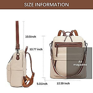 BOSTANTEN Leather Backpack Purse for Women Fashion Designer Shoulder Bag Convertible Travel Backpack Purses Beige-brown