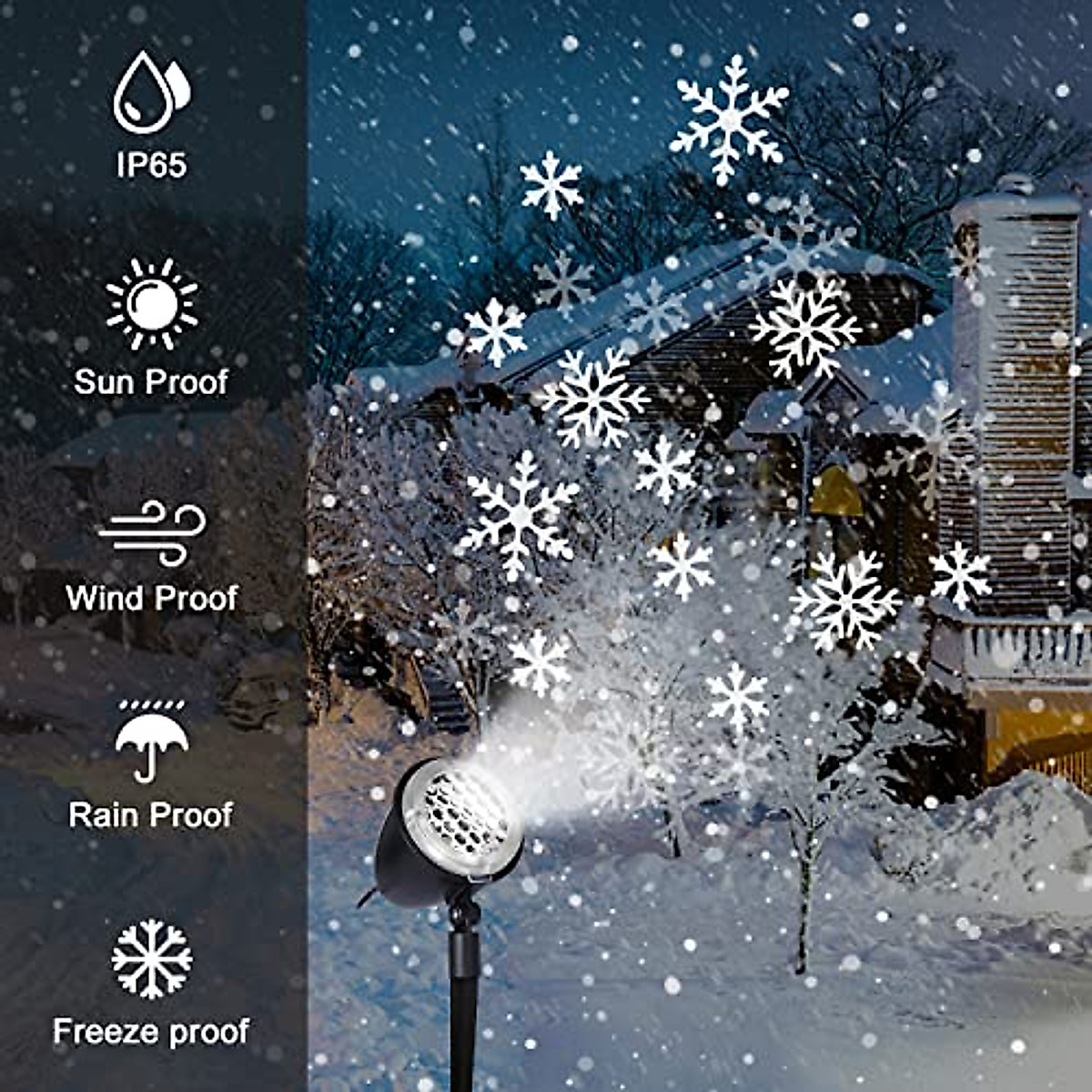 Christmas Projector Lights Outdoor, BS ONE Led Snowflake Lights Indoor Projectors for Christmas Xmas Holiday, Wedding, Home Party, Decoration Show, House,Patio