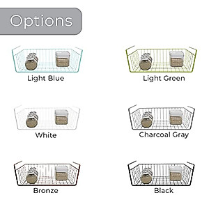 Smart Design Undershelf Storage Basket - Medium - Snug Fit Arms - Steel Metal Wire - Rust Resistant Finish - Cabinet, Pantry, Shelf Organization - Kitchen (16 x 5.5 Inch) [White]