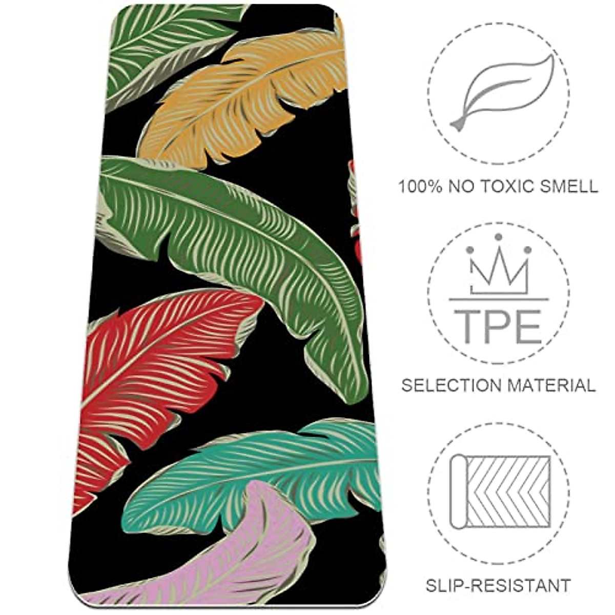 Yoga Mat, Yoga Mats for Home Workout, Workout Mat, Exercise Mats, Pilates Mat, Color Leaves Pattern