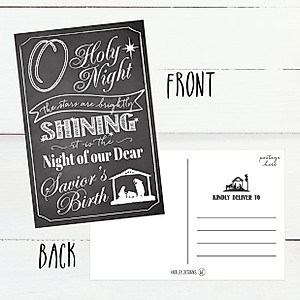 Hadley Designs 24 Black & White Religious Christmas Cards Boxed With Envelopes, 50 Holiday Greeting Cards, Blank Winter Postcard Set, Merry Christmas Cards, Seasons Greetings Note