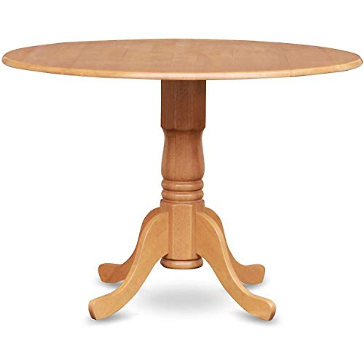 East West Furniture Dublin 5 Piece Kitchen Set for 4 Includes a Round Room Table with Dropleaf and 4 Dining Chairs, 42x42 Inch, Oak