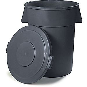 CFS 34104523 Bronco Polyethylene Round Lid, 26.88" Diameter x 2-1/4" Height, Gray, for 44 Gallon Trash Containers