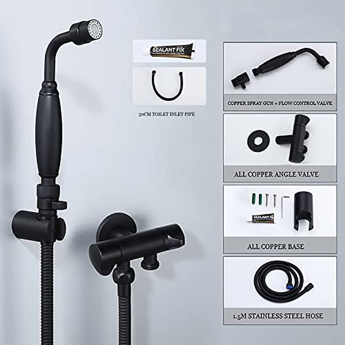 JIYTG Handheld Bidet Sprayer 2 Spray Modes Baby Cloth Diaper Sprayer Single Cold Toilet Sprayer Wall Mounted Brass Handheld Sprayer Kit with Angle Valve