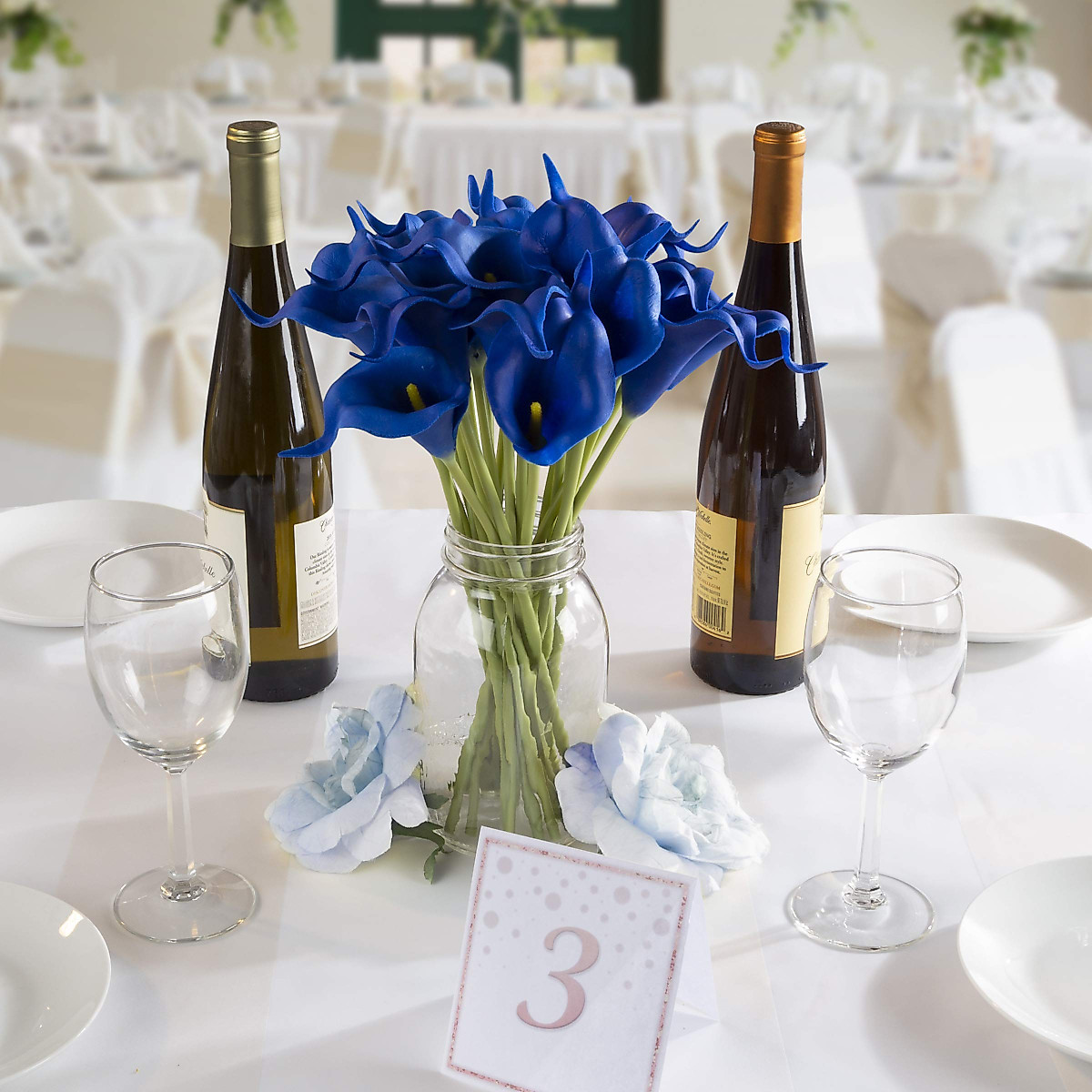 Pure Garden Artificial Calla-Lily with Stems - Real Touch Fake Flowers for Home Décor, Wedding, Bridal/Baby Shower, More- 24 Pc Set (Royal Blue)