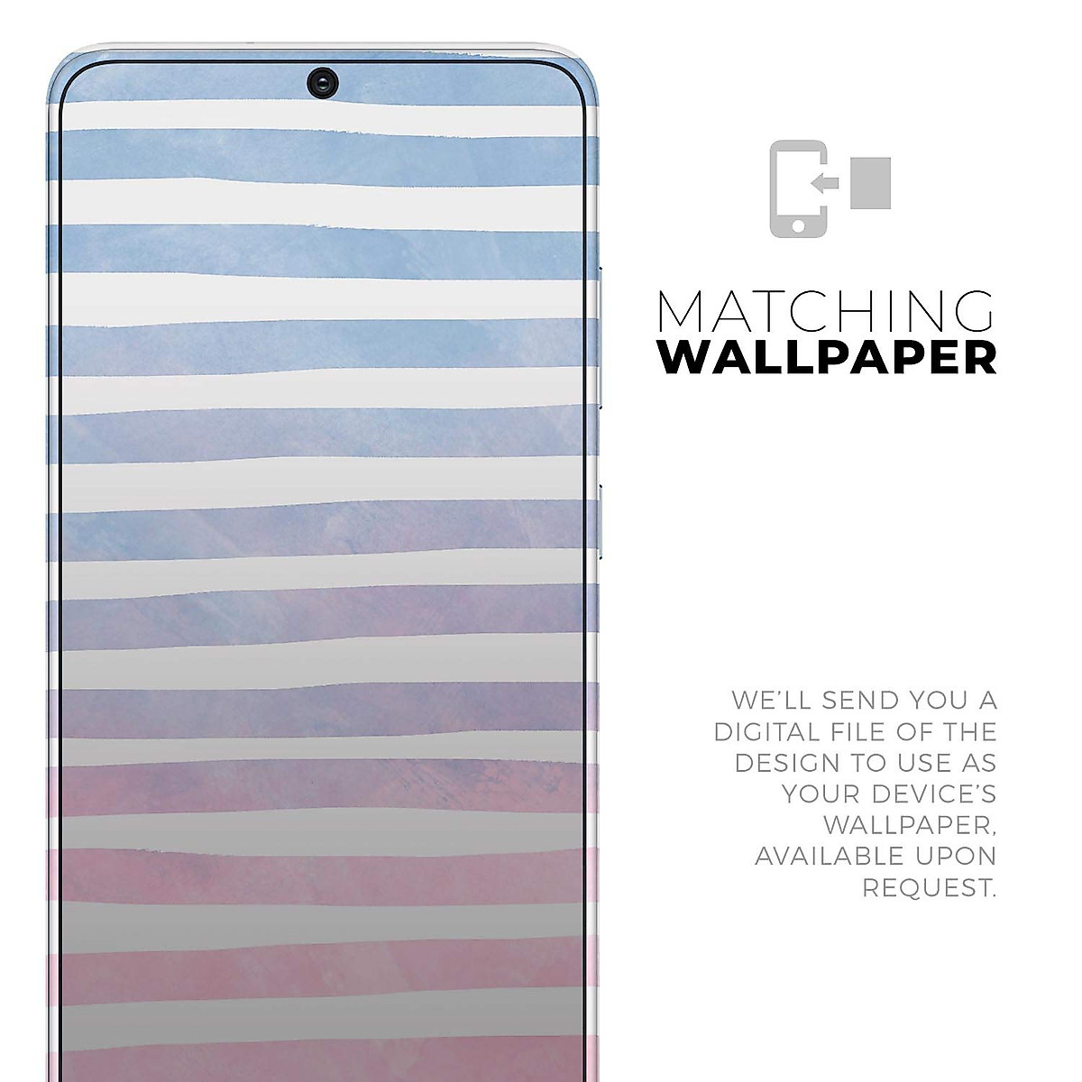 DesignSkinz Pink to Blue Watercolor Ombre Stripes Protective Vinyl Decal Wrap Skin Cover Compatible with The Samsung Galaxy S20 (Screen Trim & Back Glass Skin)