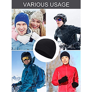 3 Pieces Winter Warm Skull Cap Soft Polar Fleece Beanie Hat Thick Windproof Watch Cap Skiing Outdoor Cap for Men Women (Royal Blue, Black, Gray, Plus Size)