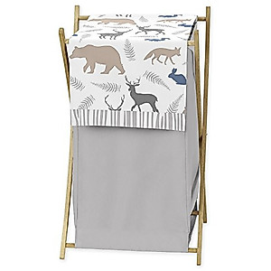 Sweet Jojo Designs Baby Children Kids Clothes Laundry Hamper for Blue Grey and White Woodland Animals Bedding Set