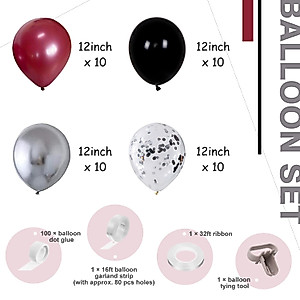 HappyField Graduation Party Decorations 40pcs Burgundy Black Silver Party Balloons For Birthday Decoration Wedding Bridal Shower Anniversary 2024 Maroon Black Silver Graduation Party Supplies