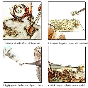 100 Pcs Static Grass Tuft Model Grass Tufts Railway Artificial Grass Miniature War Gaming Terrain DIY Model Railroad Scenery War Gaming Scenery (Green)